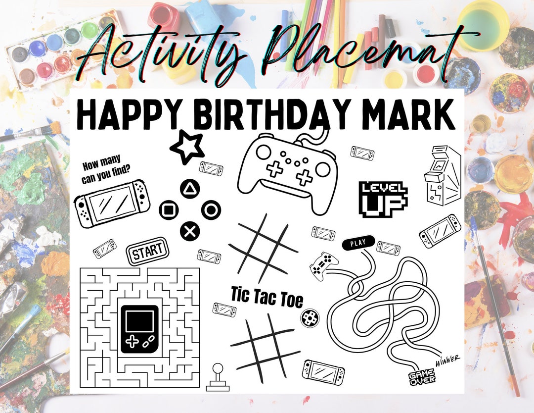 Personalized Gaming Party Activity Sheet Video Game Party - Etsy