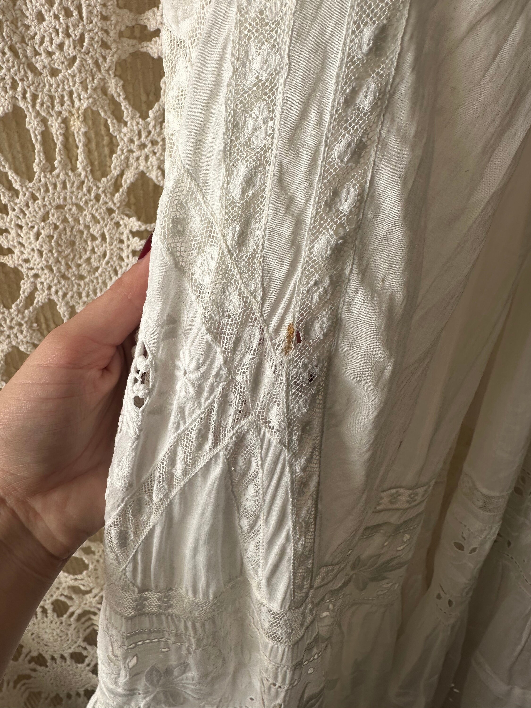 Antique Edwardian Crochet Lace Embroidered Tea Dress - Etsy