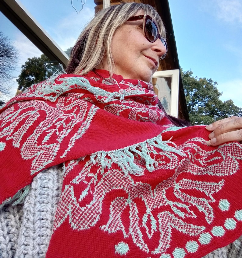 Art Deco Fair Isle Fringe Scarf Pattern for Knitting Machine (PDF ...