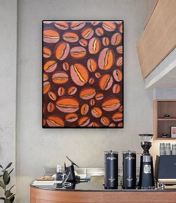 Coffee Beans Painting on Canvas Coffee Beans Art Modern Kitchen Decor ...