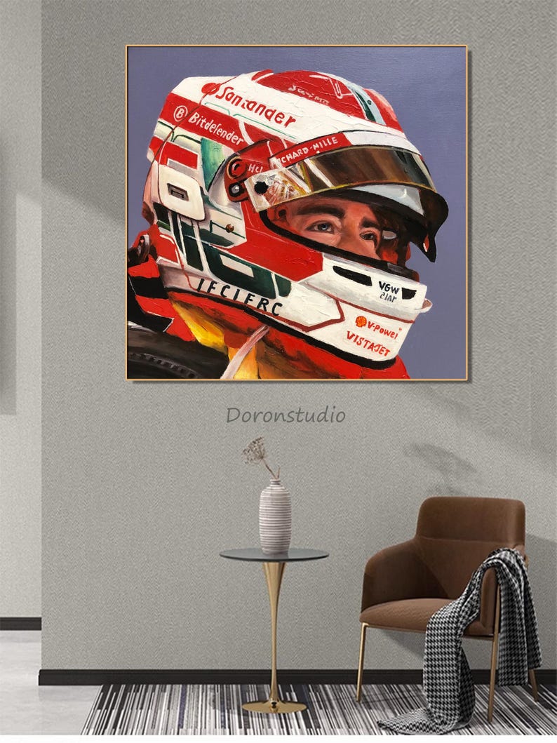 Charles Leclerc F1 Driver Hand-painted Oil Painting on Canvas Wall Art ...