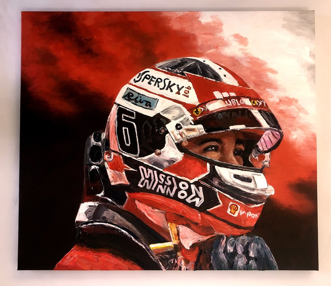 Racing Driver Charles Leclerc F1 Painting on Canvas Hand-painted Modern ...