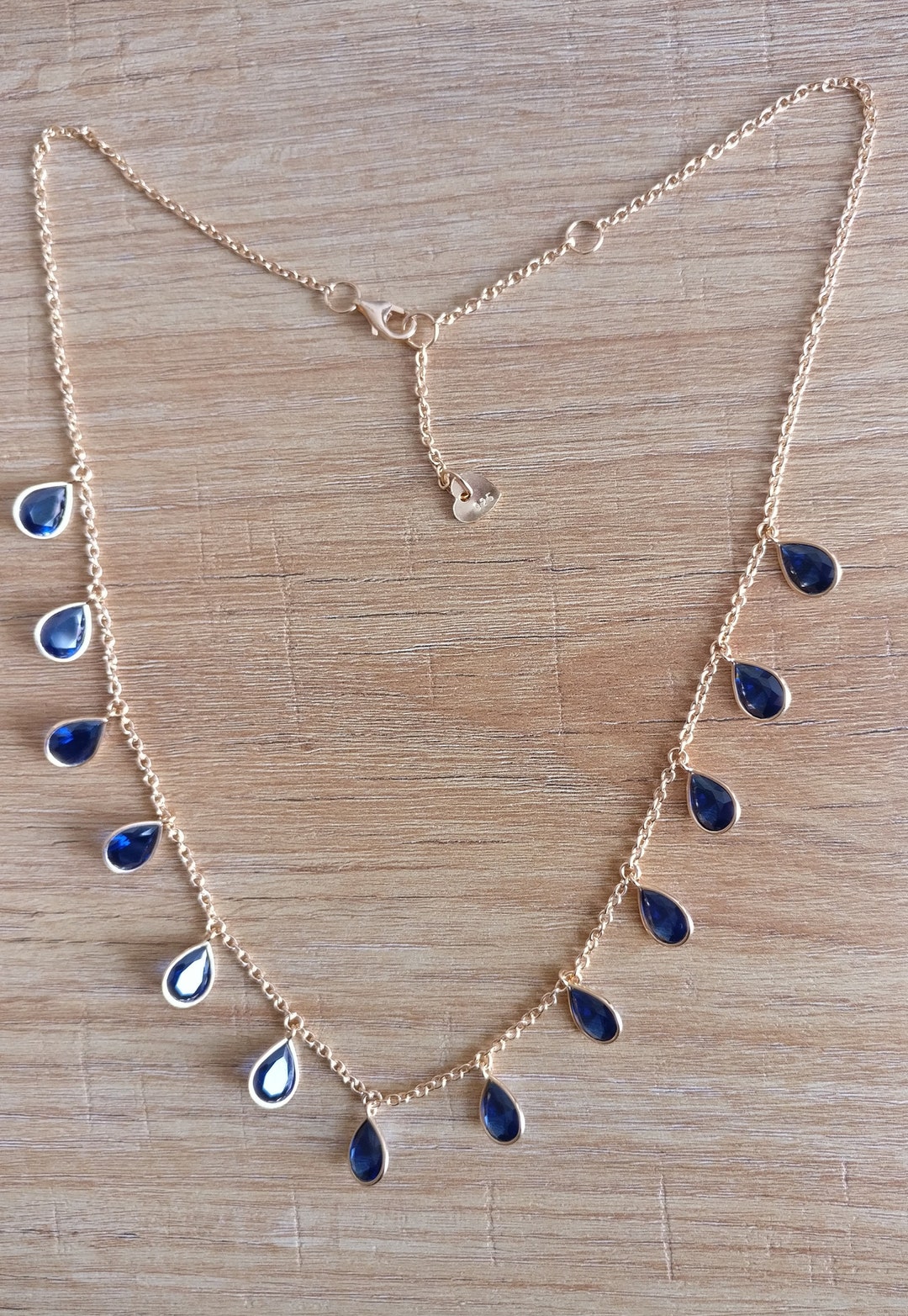 Sapphire Pear Shape Cut Chain/necklace, Silver 925, Gold Filled, 16 18 ...