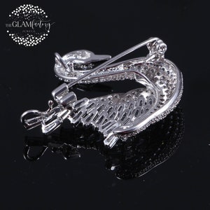 Swan Pendant Necklace / Brooch, AAA Cubic Zirconia, Long Chain, White ...