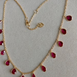 Ruby Pear Shape Cut Chain/necklace, Silver 925, Gold Filled, 16" - 18 ...