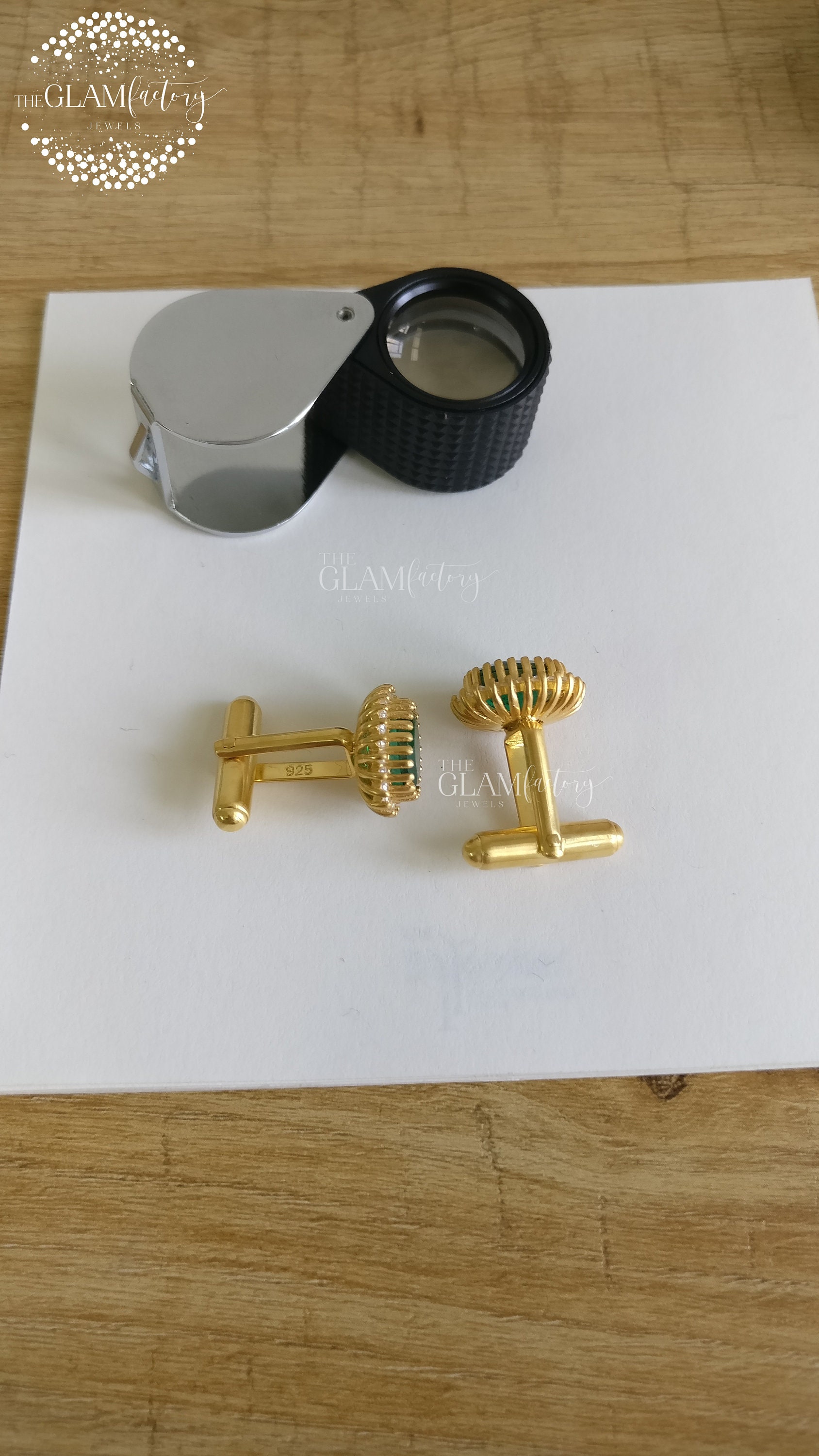 Emerald & Diamond Cufflinks Pair, Silver 925, Real 18K Gold Filled - Etsy