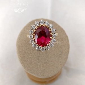 Ruby & Diamond Diana Ring, Silver 925, Real 18K Gold Filled / White ...