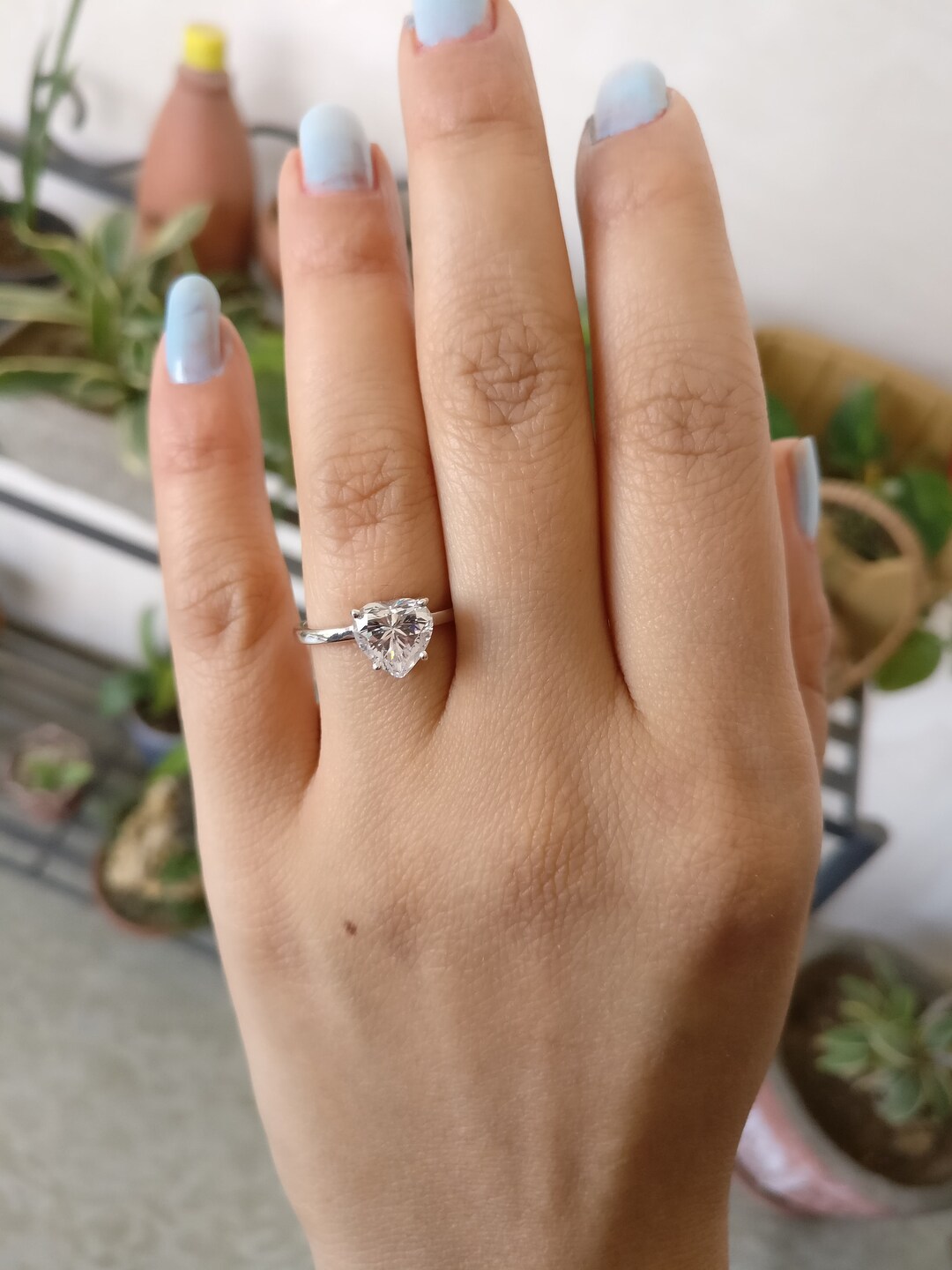 Heart Shape AAA Zirconia Solitaire Ring 8 Mm Silver 925 - Etsy