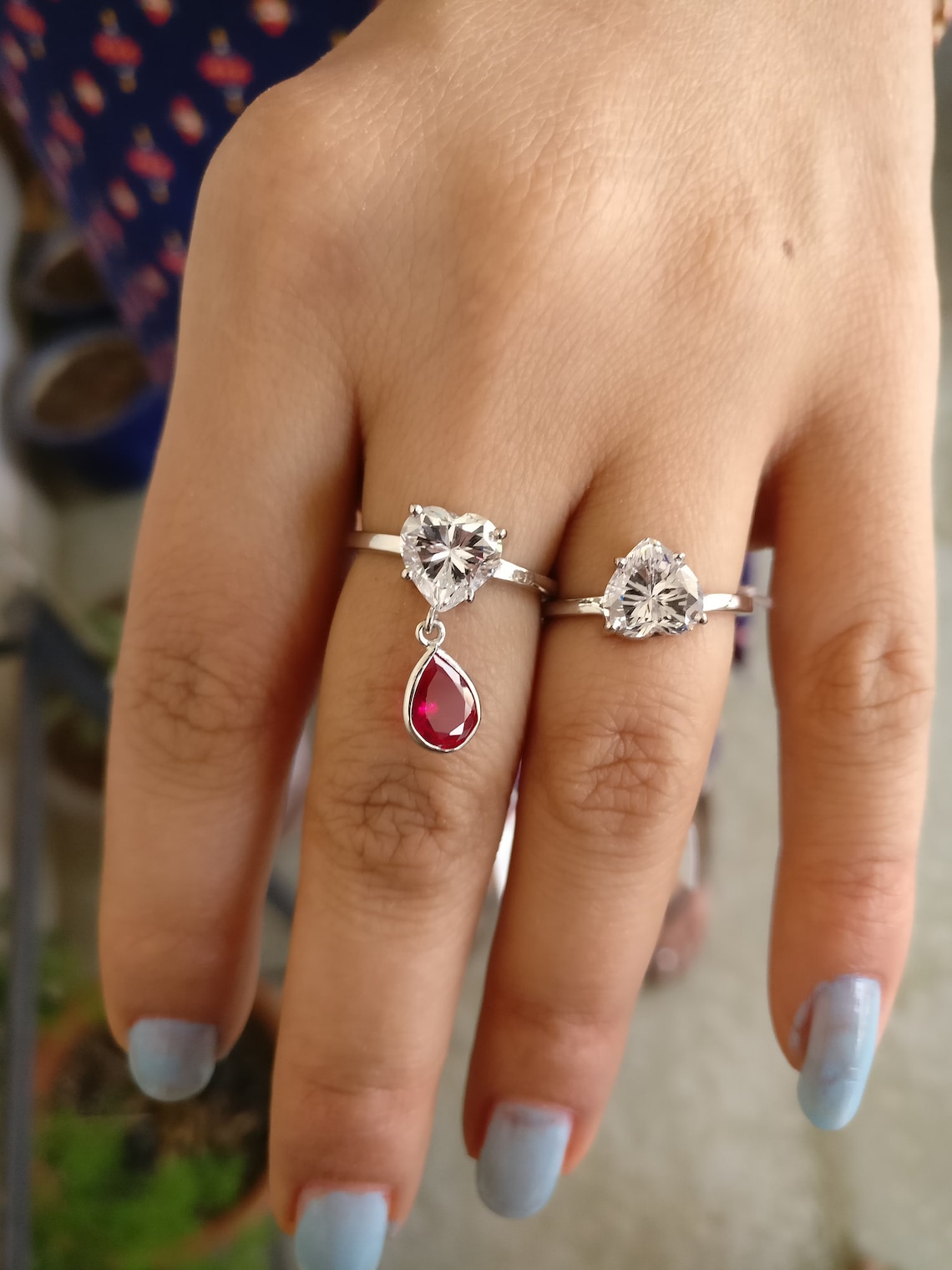 Heart Shape AAA Zirconia Solitaire Ring 8 Mm Silver 925 - Etsy