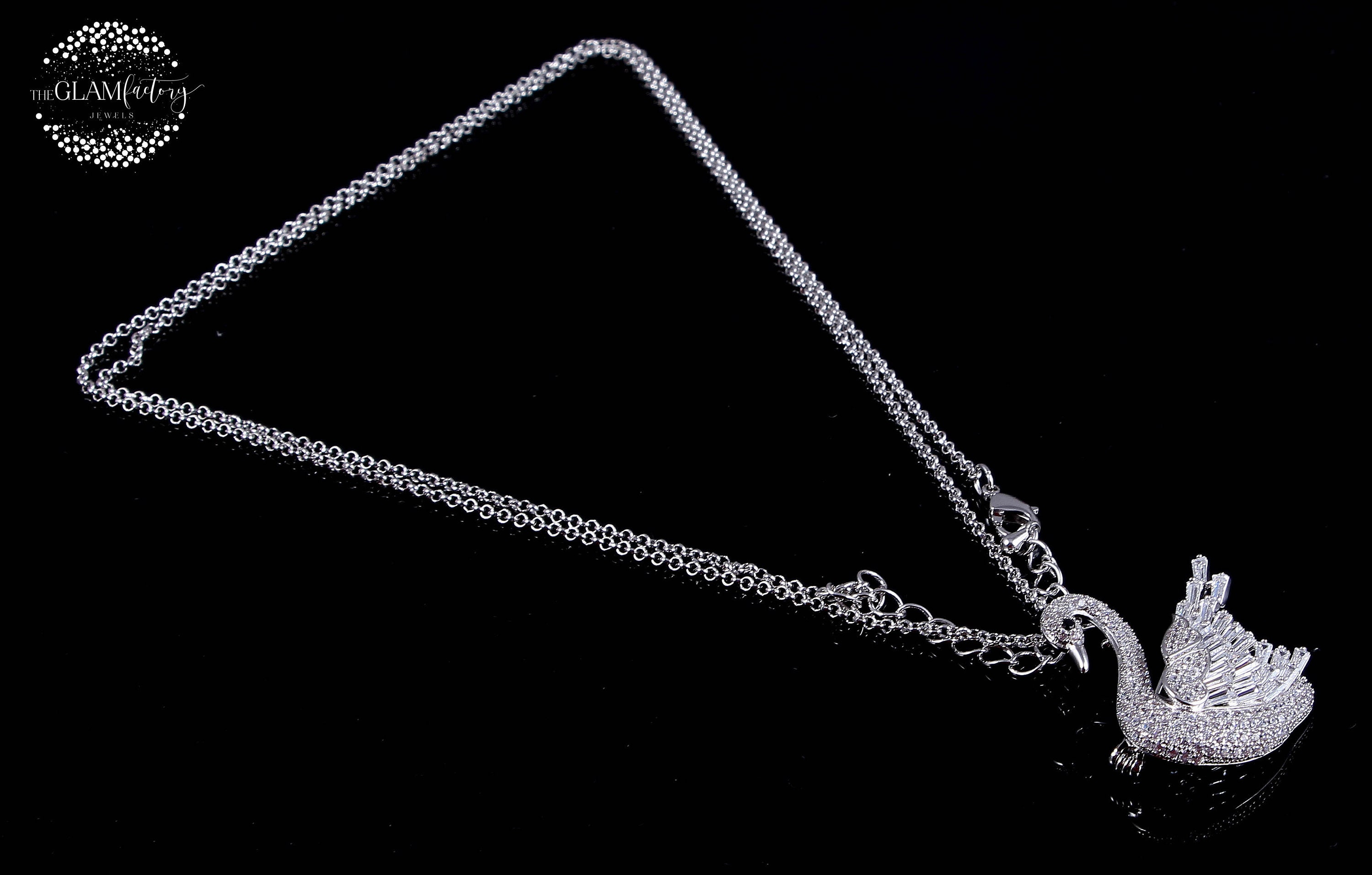 Swan Pendant Necklace / Brooch AAA Cubic Zirconia Long | Etsy