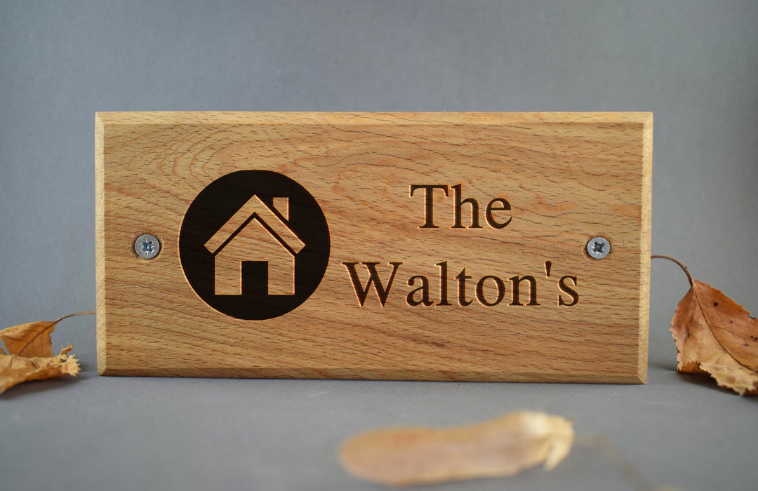 Family House Plaque Laser Engraved Personalized Text at Beech Wood Sign ...