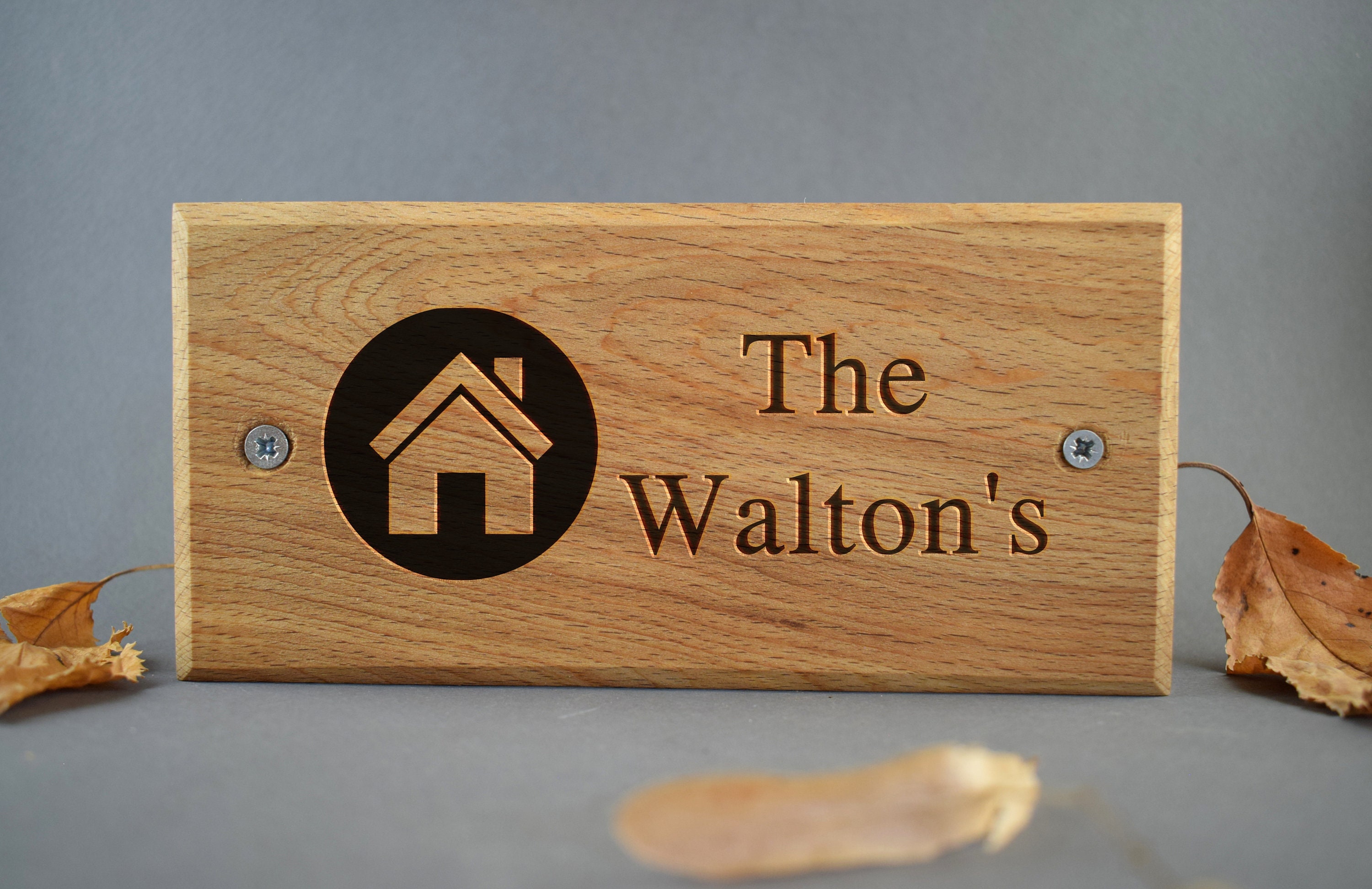 Personalized Laser Engraved Family House Plaque Text at Beech Wood Sign ...