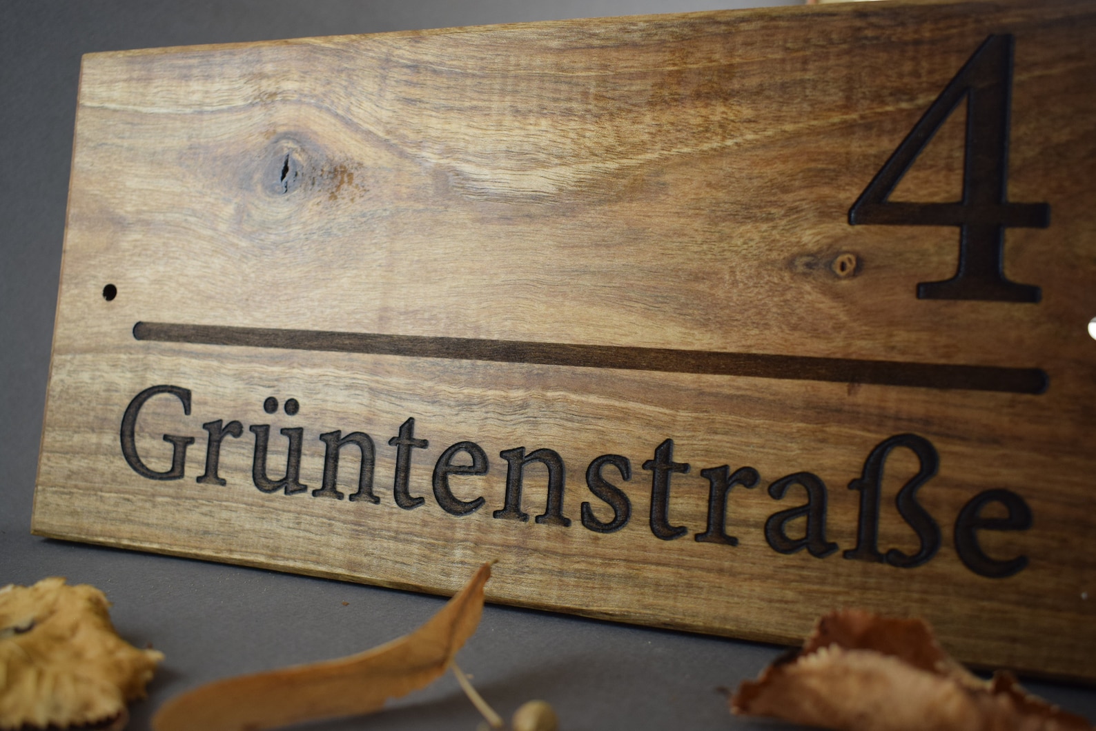 Engraved Walnut Wood Street Sign With Laser Personalized Custom Text ...