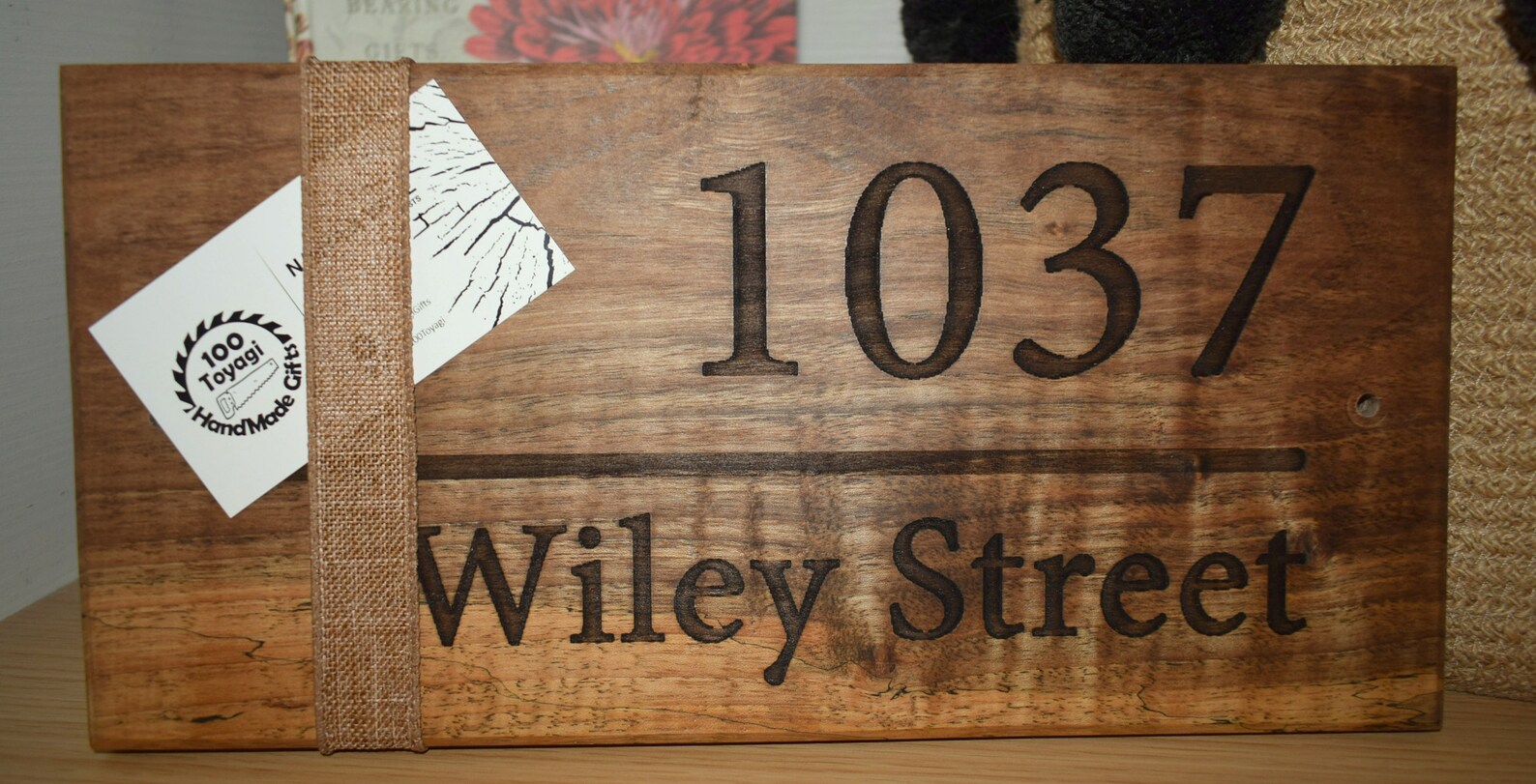 Engraved Walnut Wood Street Sign With Laser Personalized Custom Text ...