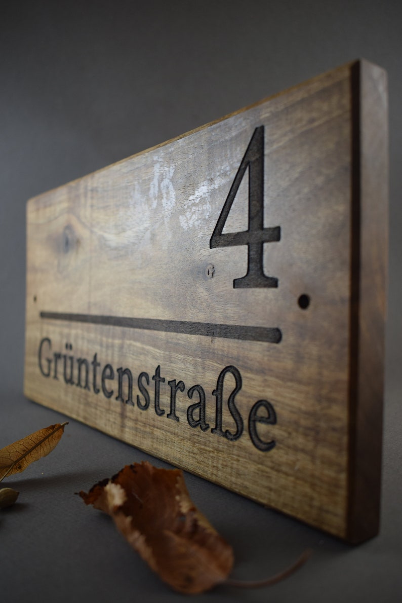 Engraved Walnut Wood Street Sign With Laser Personalized Custom Text ...