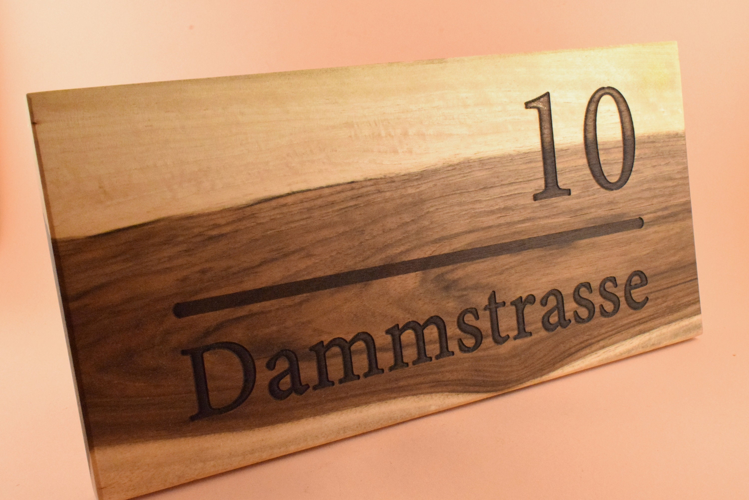 Engraved Walnut Wood Street Sign With Laser Personalized Custom Text ...