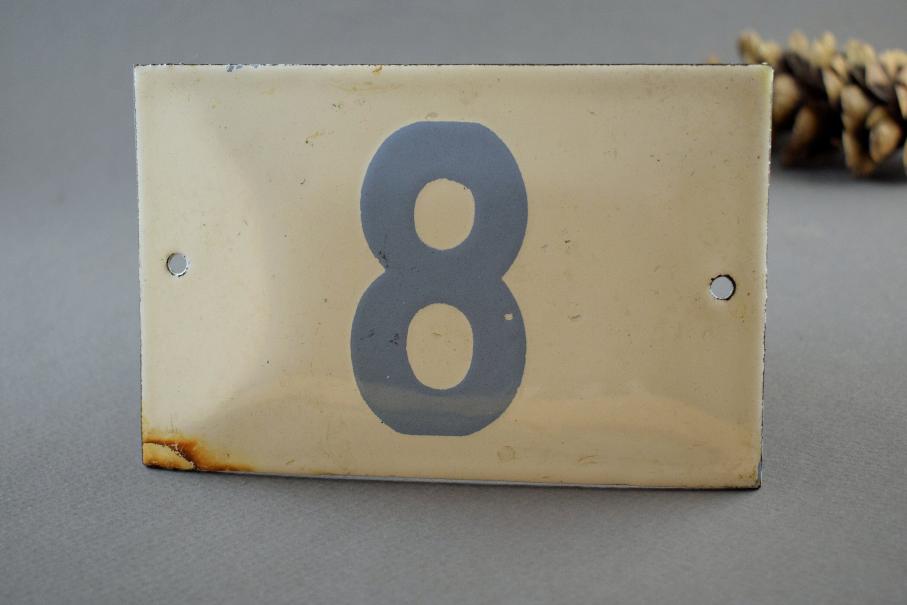 Vintage Sign House Door Number 8 White and Blue Enamel Metal Plate ...