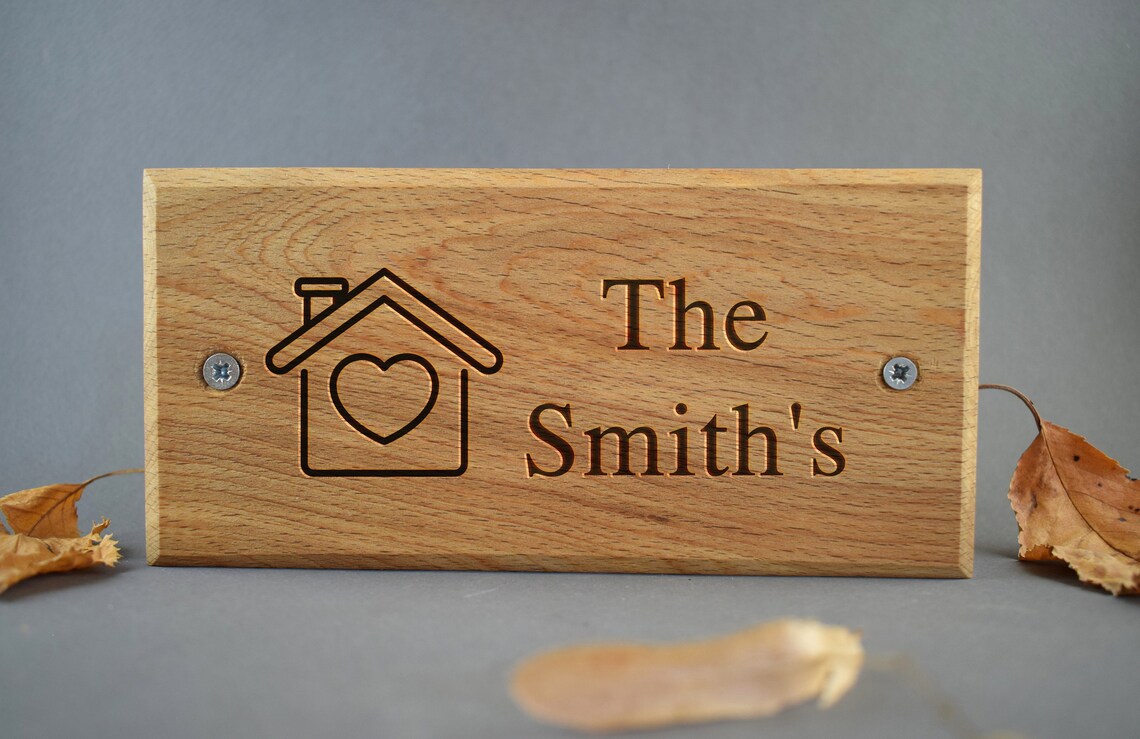 Personalized Laser Engraved Family House Plaque Text at Beech Wood Sign ...