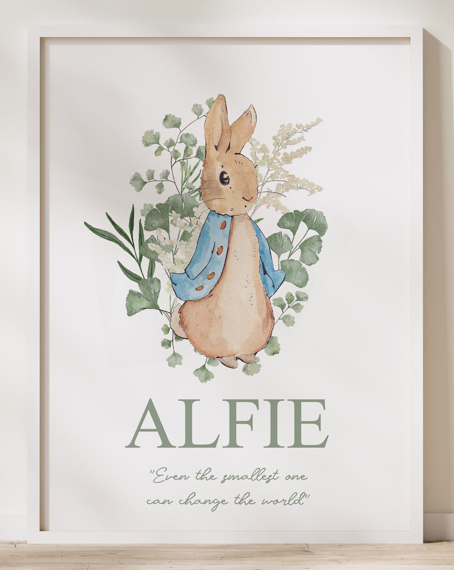 Floral Peter Rabbit Name Print | Custom Peter Rabbit Print | Peter ...