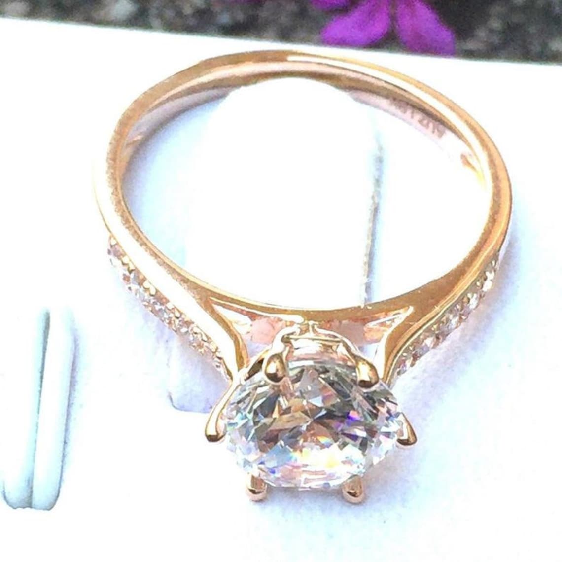 Anillo de compromiso de oro rosa, anillos de boda de compromiso en ...