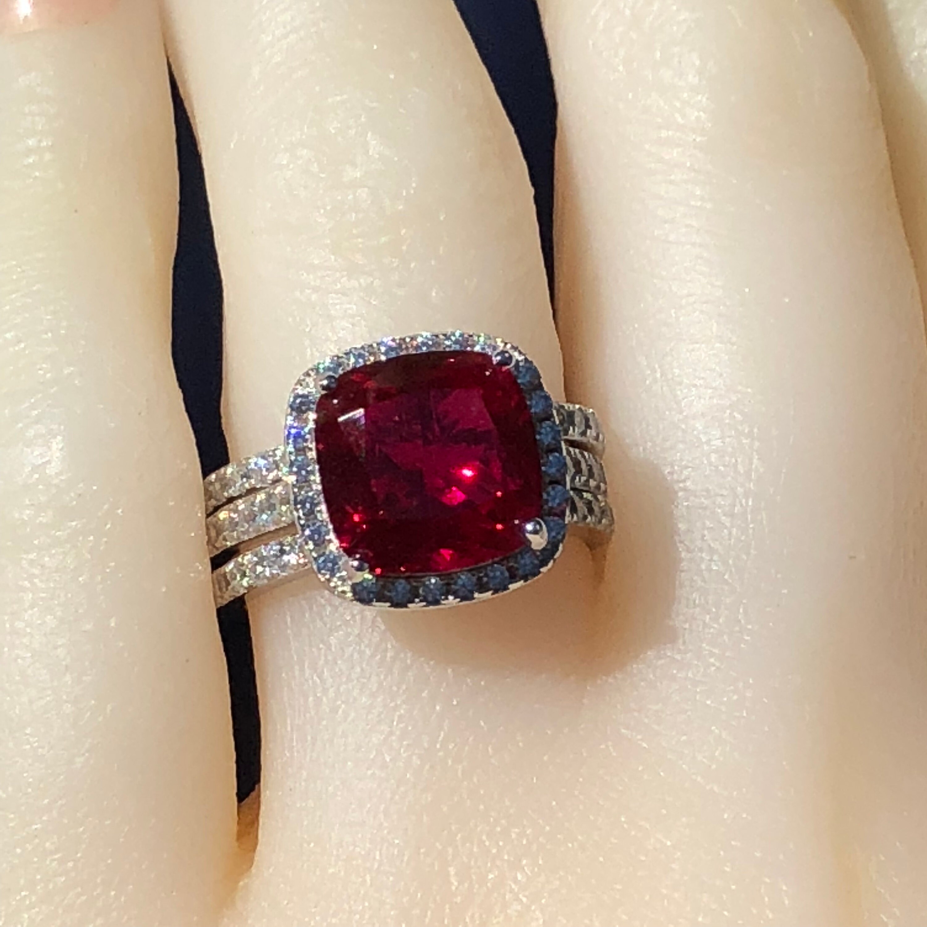 5ct Halo Cushion Cut Created Ruby Ring Cushion Cut Ruby Ring - Etsy ...
