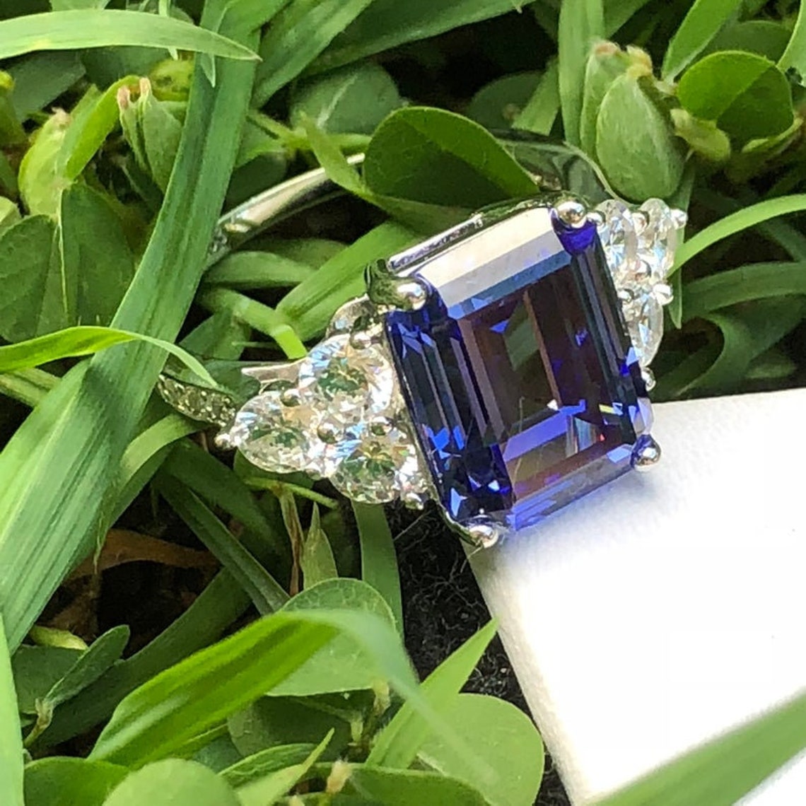 Tanzanite Ring: Emerald Cut Created Tanzanite Tanzanite - Etsy