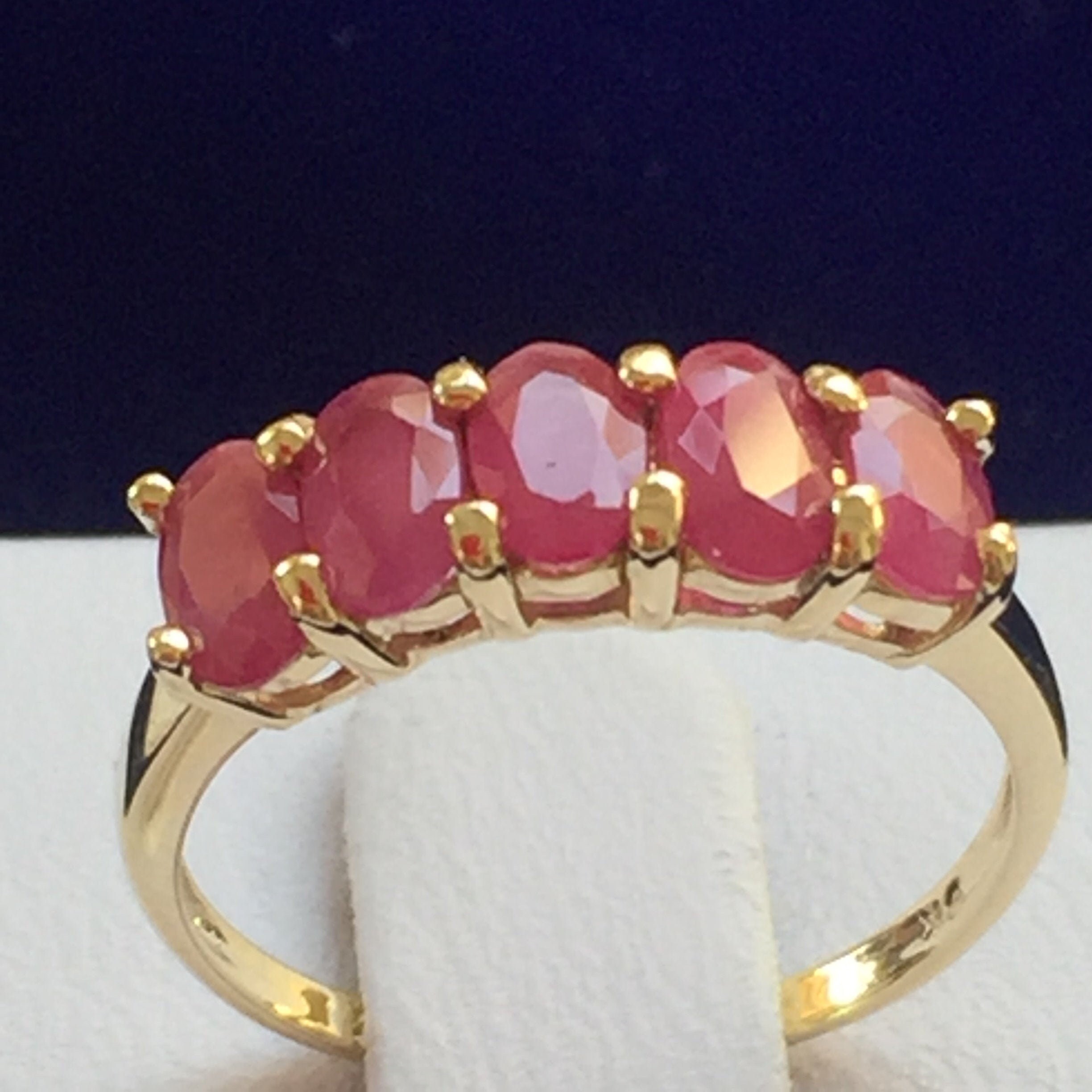 Genuine Ruby Ring: Engagement Ring, Wedding Ring, Real 9ct Yellow Gold ...