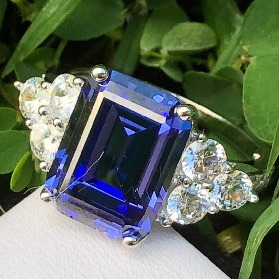 Tanzanite Ring: Emerald Cut Created Tanzanite Tanzanite - Etsy