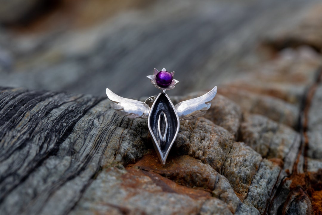 VAGINA With CLITORIX PIN, Handmade Sterling Silver, Feminist Jewelry ...