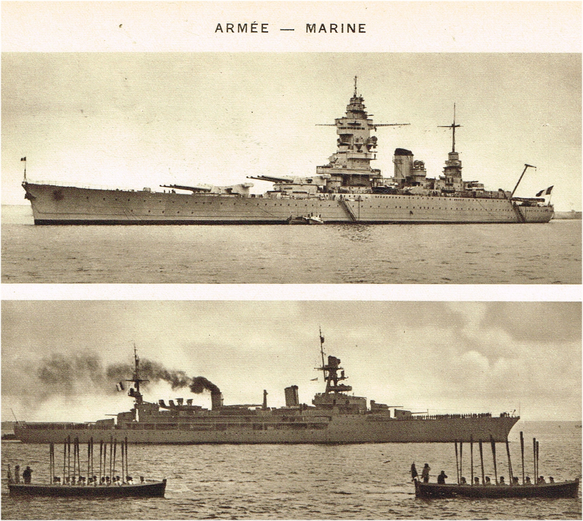 French Navy Ships Men Machines Larousse Encyclopaedia Page, 1930s ...
