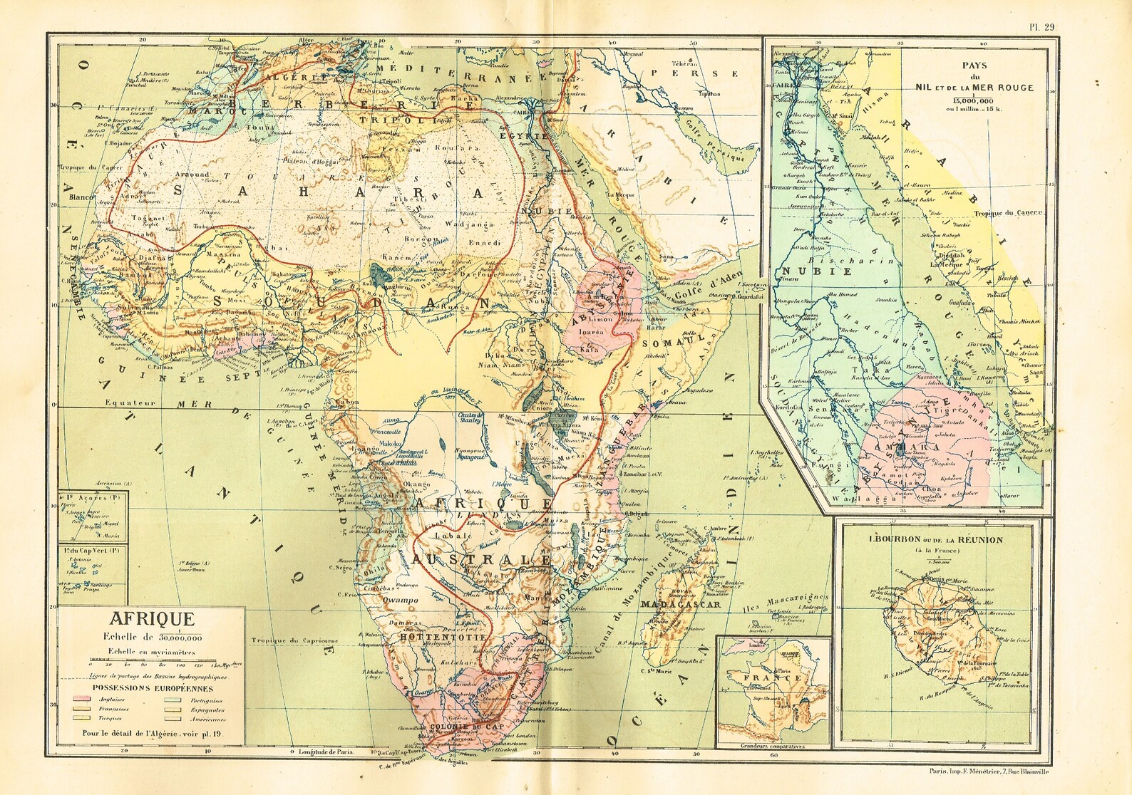 Antique Map of Africa from 1900s double page spread 32.5 x | Etsy