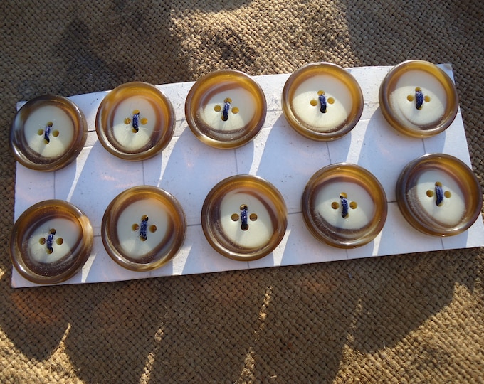 10x 1.4cm French Vintage Fashion Buttons, 2 Hole Buttons, Varigated ...