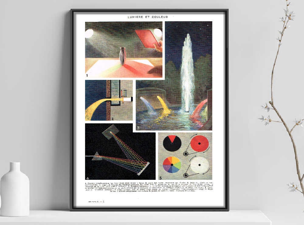 Prints Lithographs original Science light colour spectrum hand drawn ...