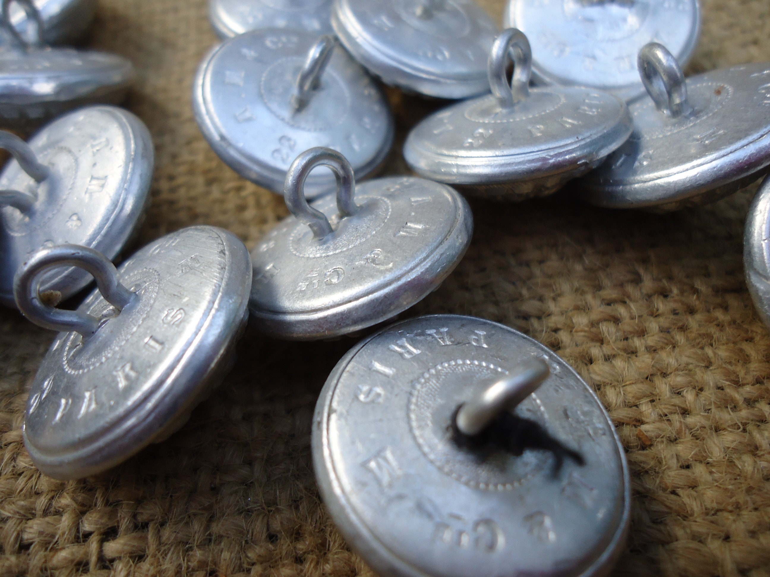15 X Vintage French Fireman's Uniform Buttons With Loop or Shank on ...