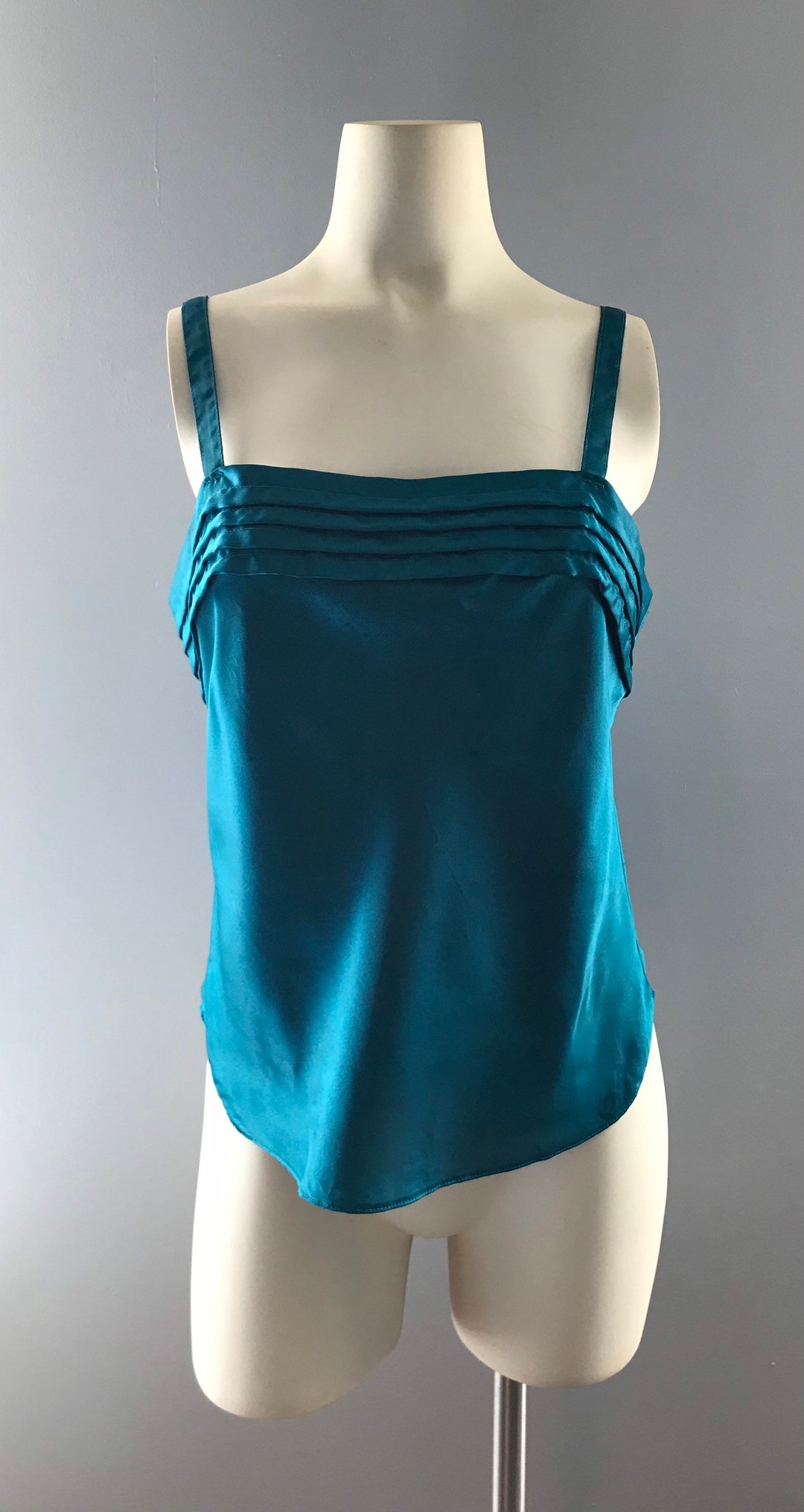 80s Turquoise Camisole With Horizontal Bust Pleats VNTG Teal - Etsy