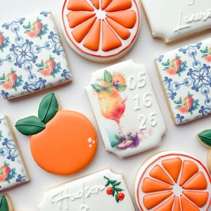 Orange Aperol Spritz Personalized Sugar Cookies, Retro Vintage Citrus ...