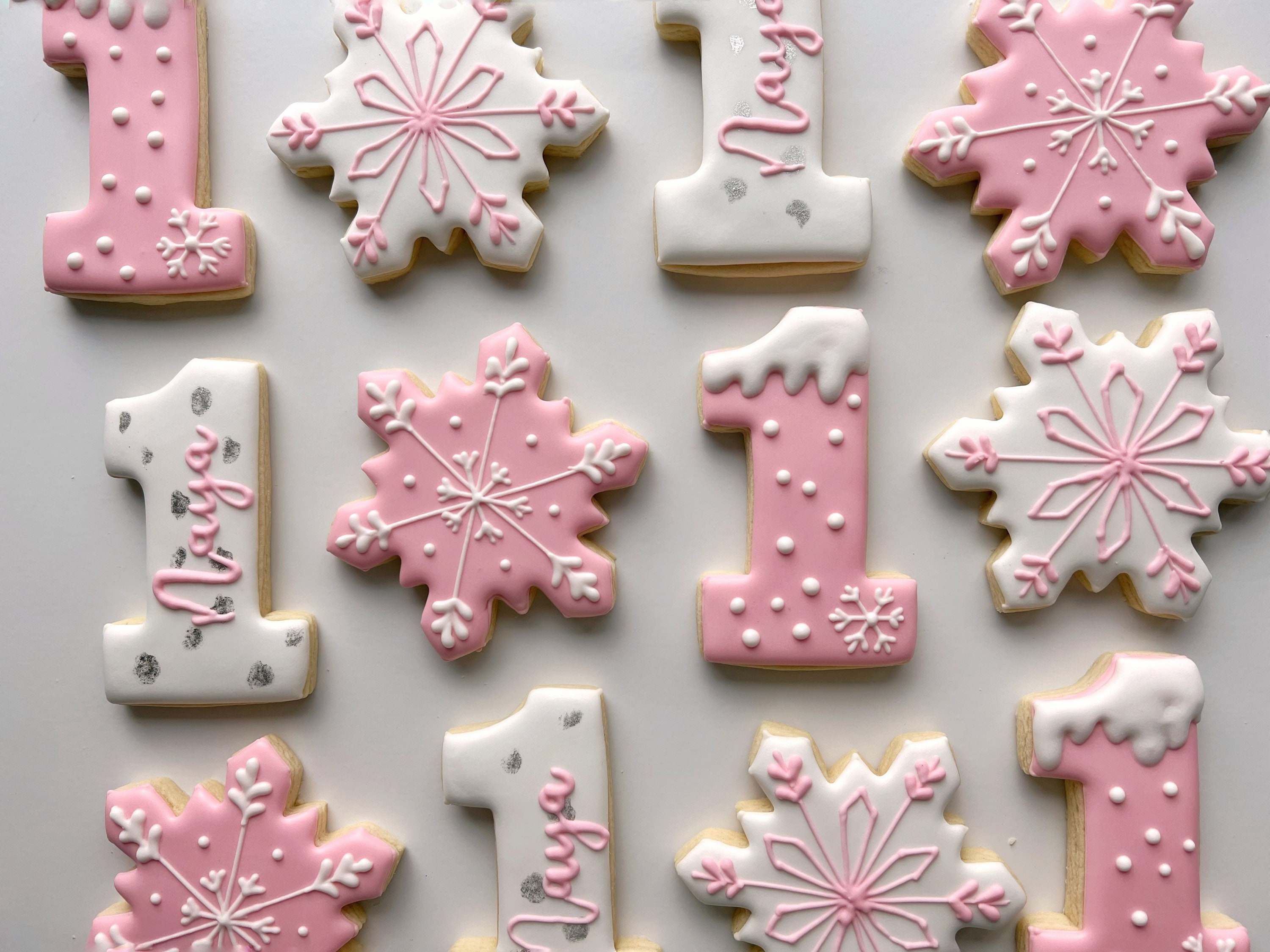 Winter Onederland Cookies, Snowflake First Birthday Cookie Set in Pink ...