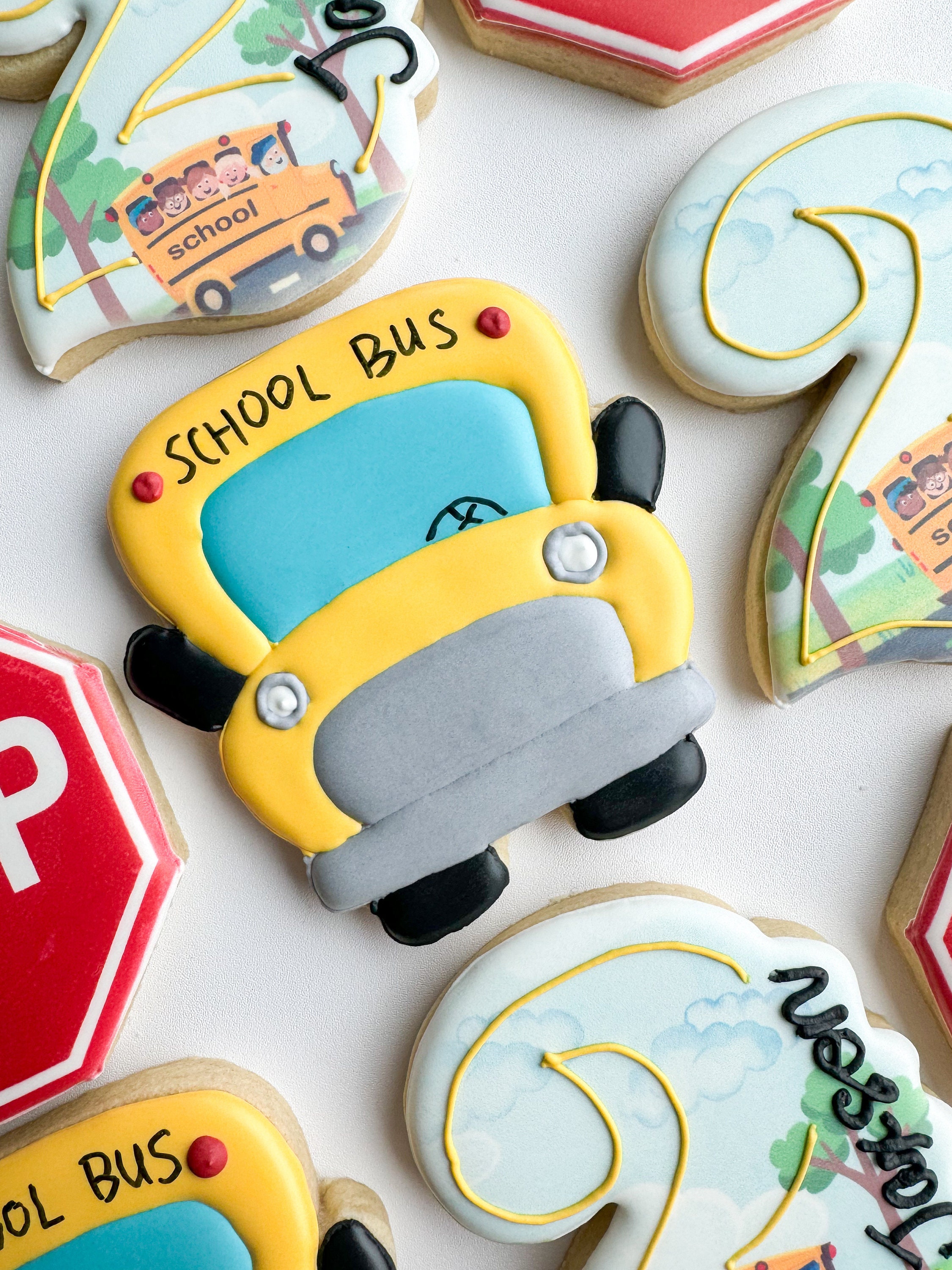 School Bus Birthday Sugar Cookies, Wheels on the Bus Boy 2nd Birthday ...