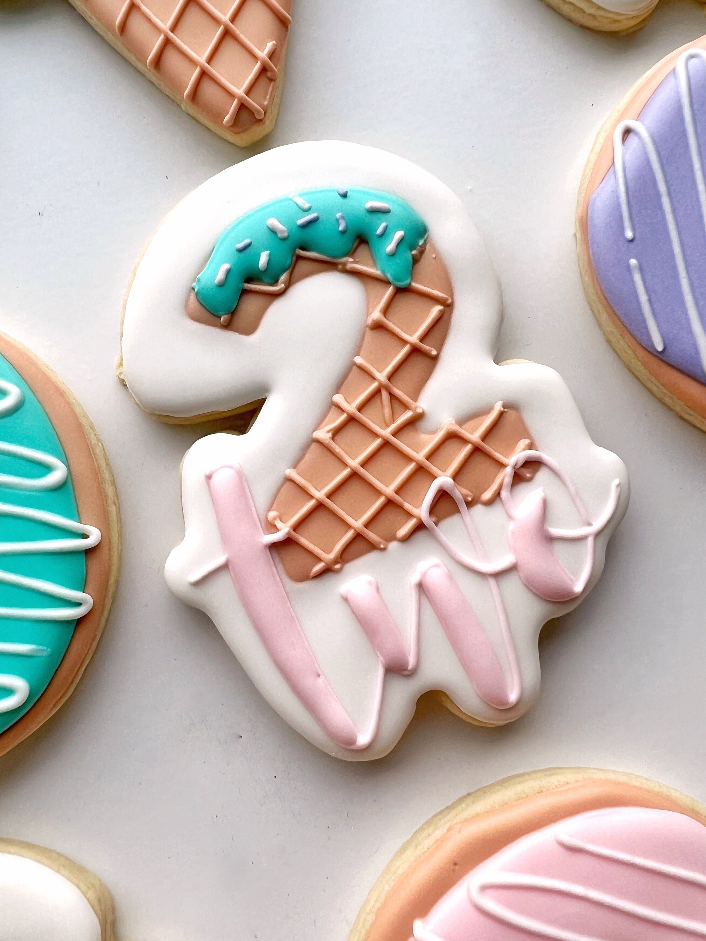 Two Sweet Custom Donut Birthday Sugar Cookies for Girl, Pastel Ice ...