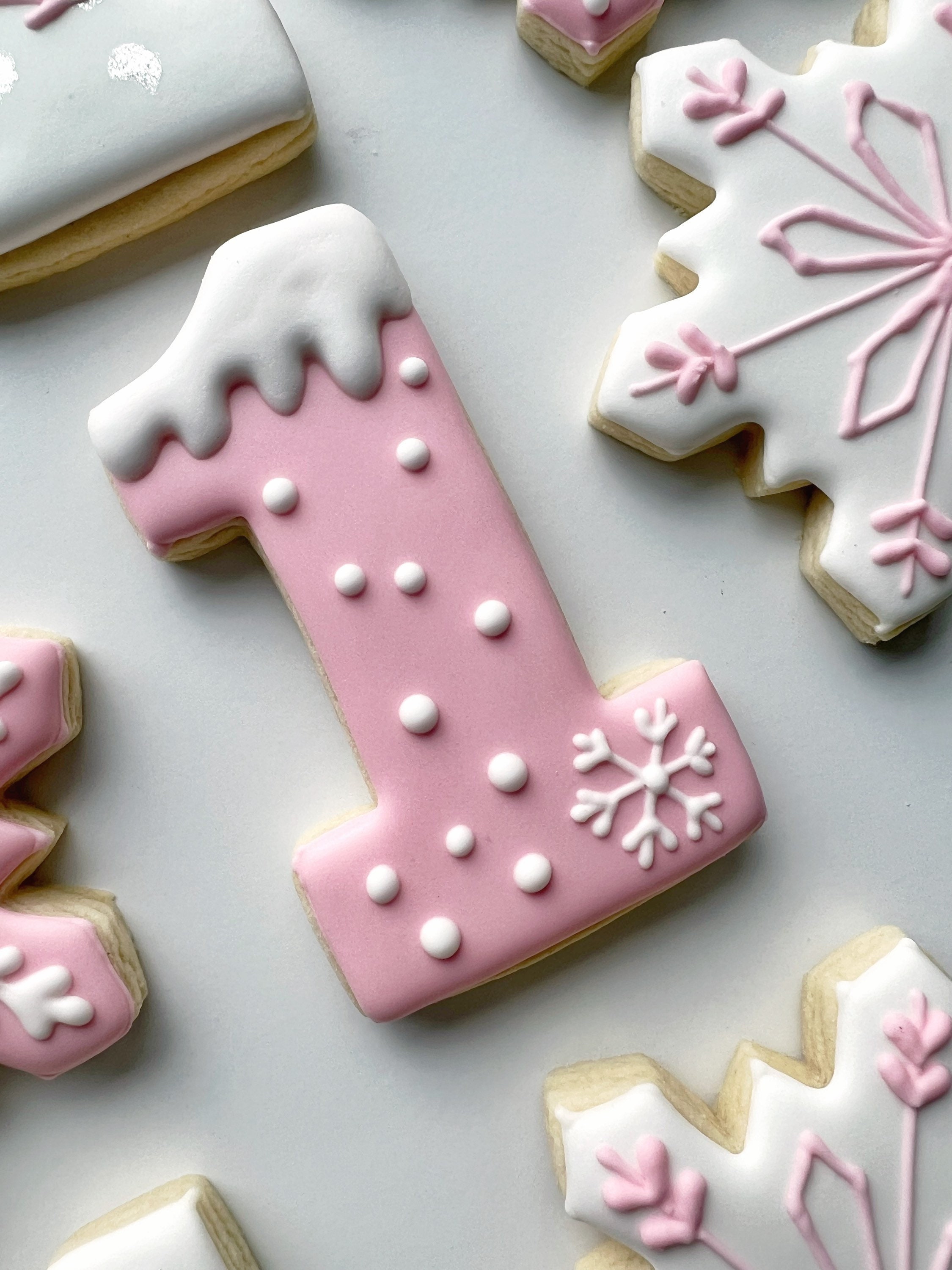Winter Onederland Cookies, Snowflake First Birthday Cookie Set in Pink ...