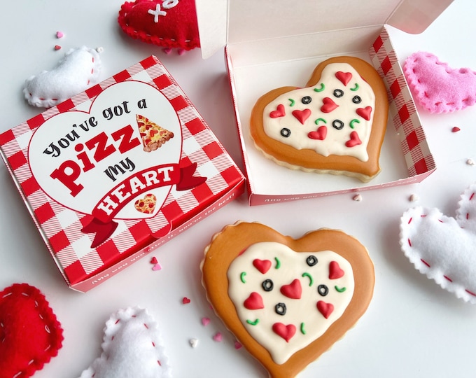 Valentines Day PIZZA Cookies Gift Box for Kids 2ct, Pizza My Heart ...