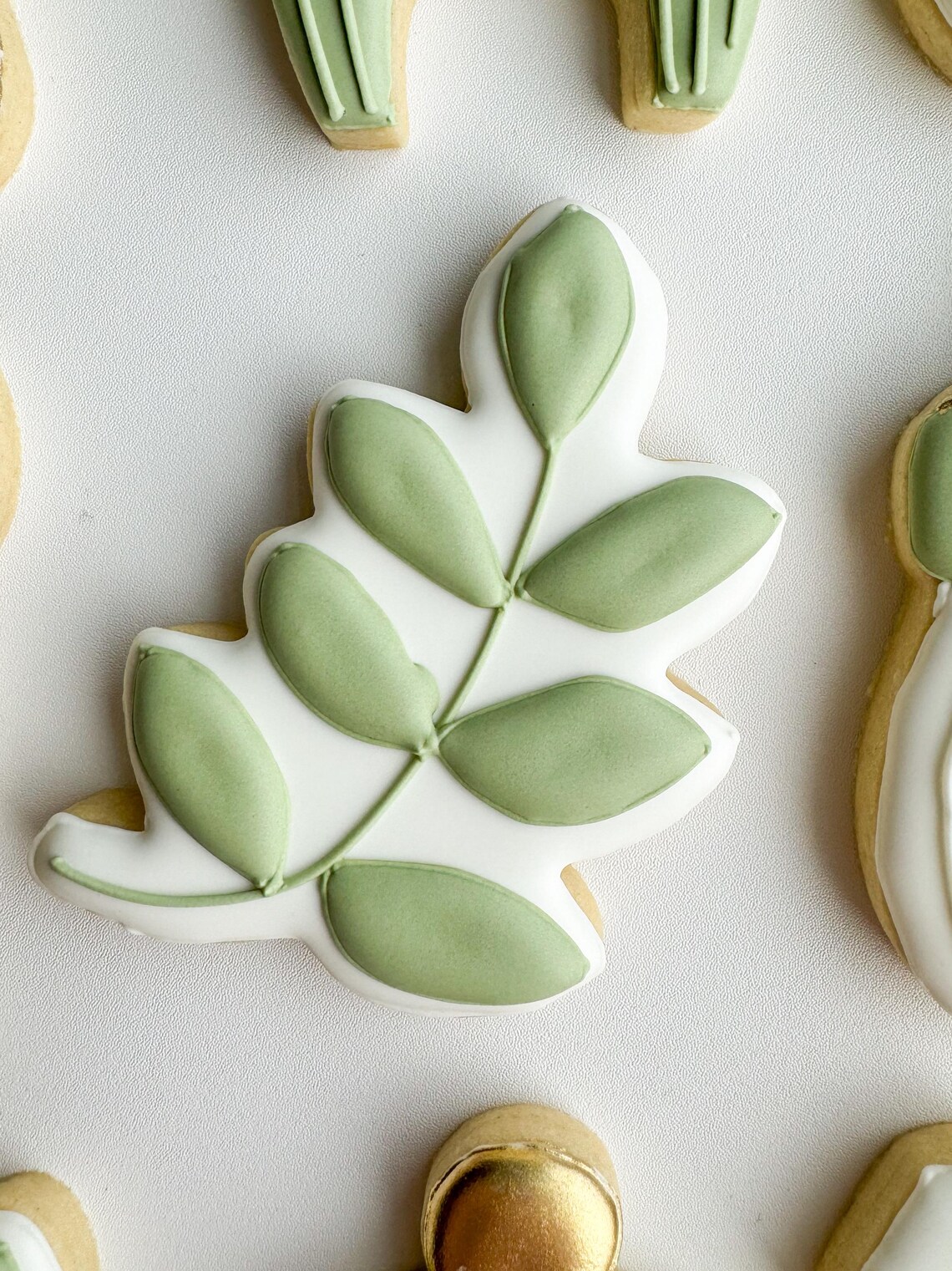 Greenery Gold Baby Shower Cookies, Sage Green Gender Neutral Baby ...
