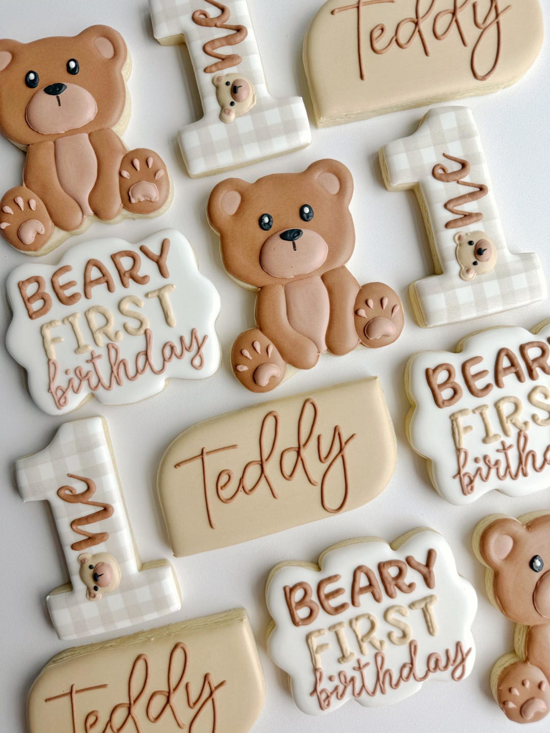 Beary First Birthday Sugar Cookies, Gender Neutral Teddy Bear First ...