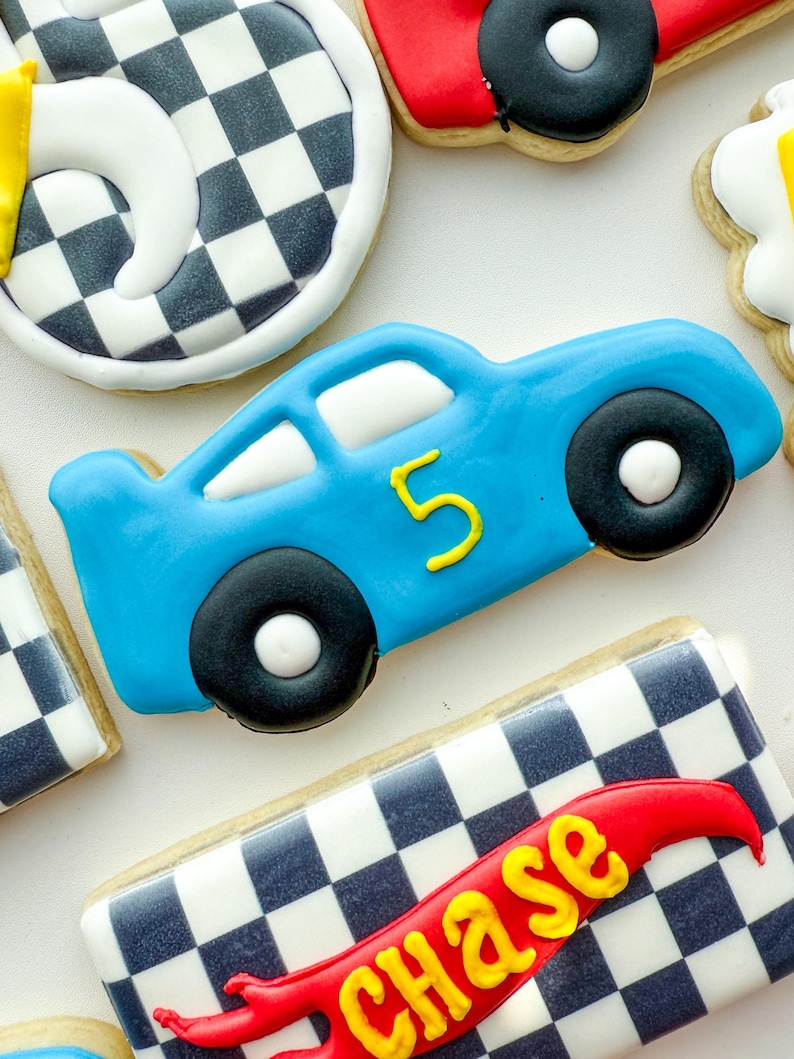 Race Car Birthday Cookies: Personalized Fast One Party Favors, 1 Dozen ...
