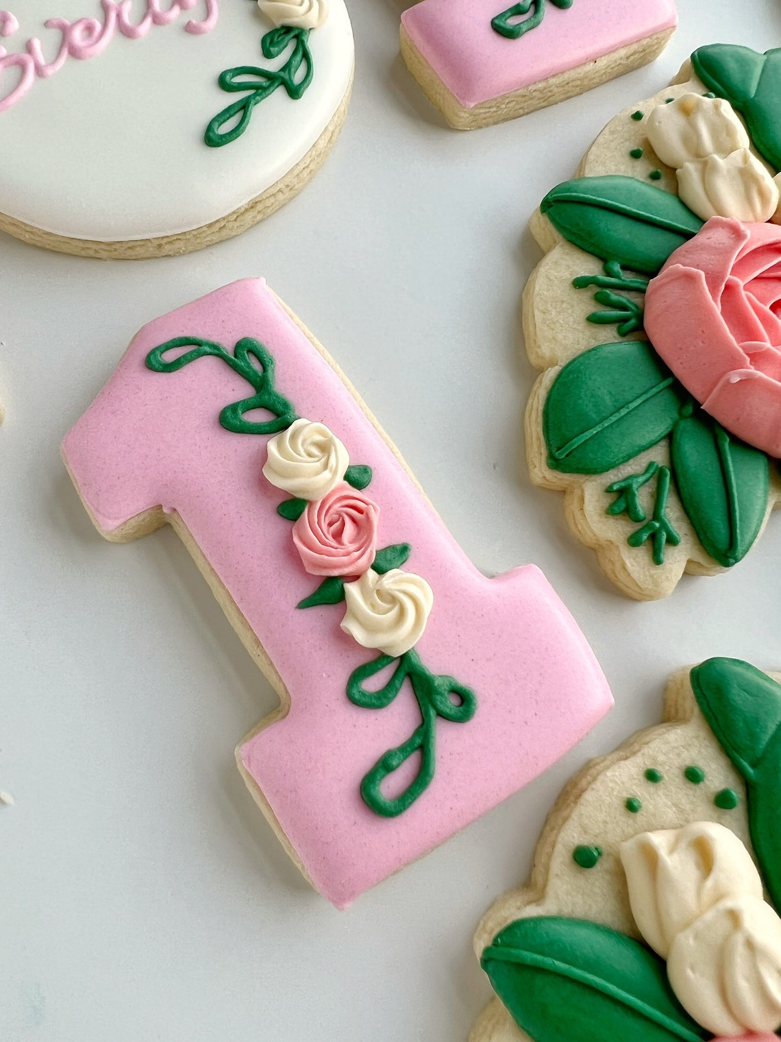 First Birthday Girl Floral Cookies Baby Girl Pink Boho Floral - Etsy