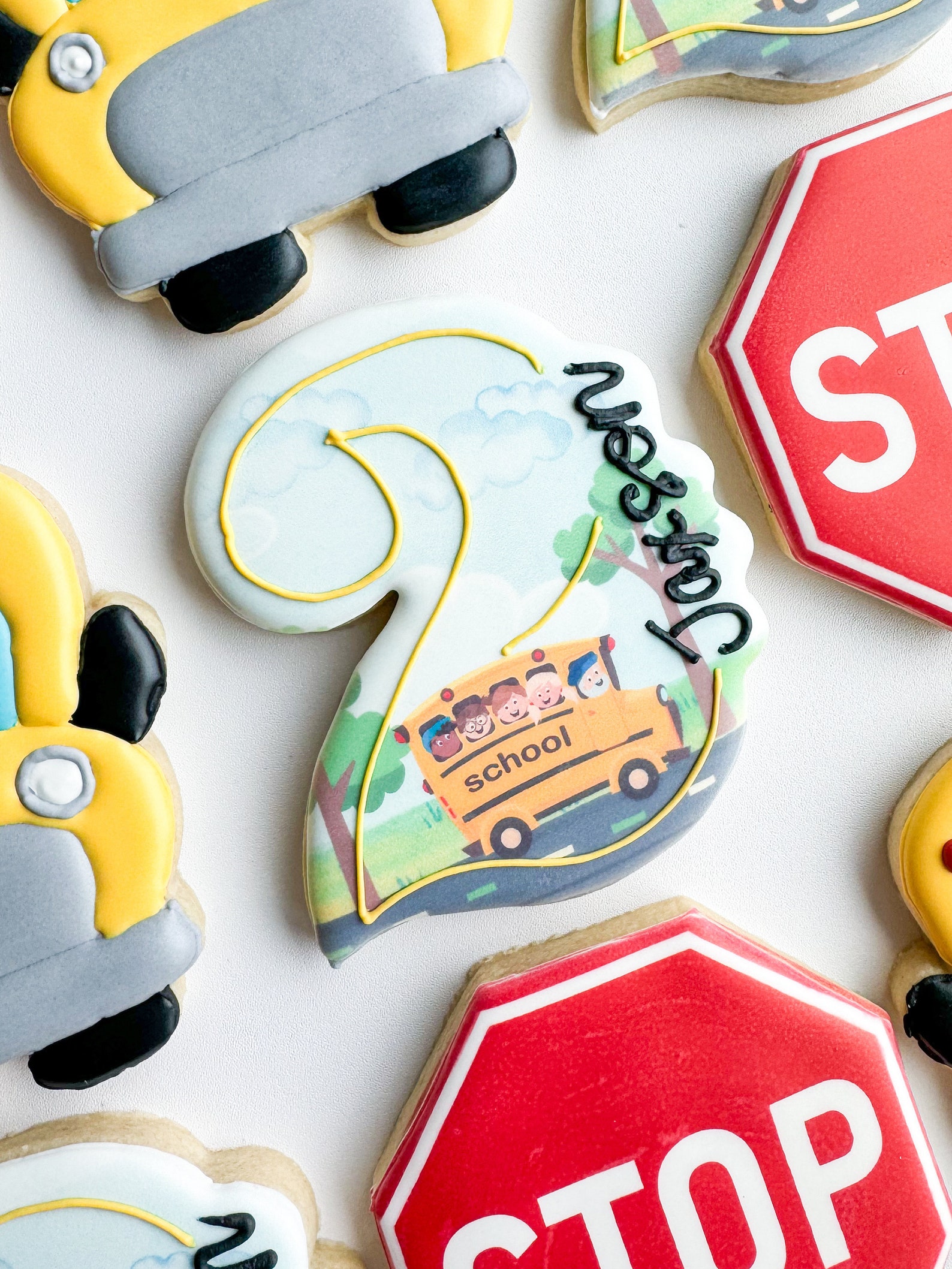 School Bus Birthday Sugar Cookies, Wheels on the Bus Boy 2nd Birthday ...