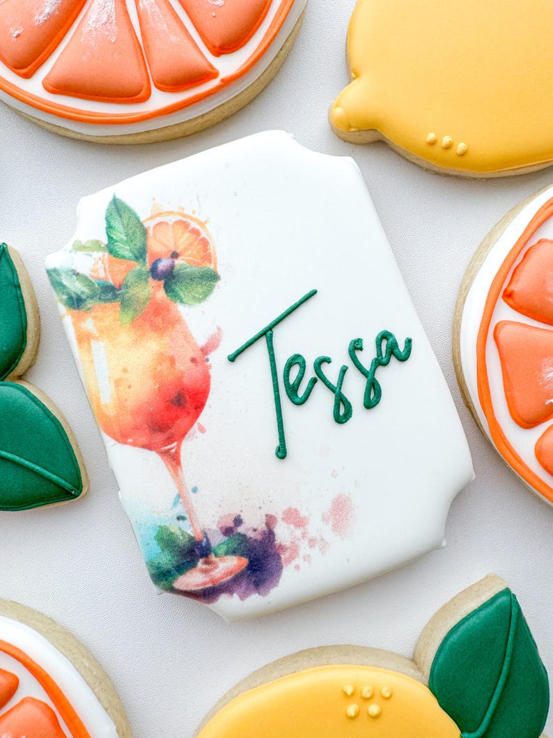 Orange Aperol Spritz Personalized Sugar Cookies, Retro Vintage Citrus ...