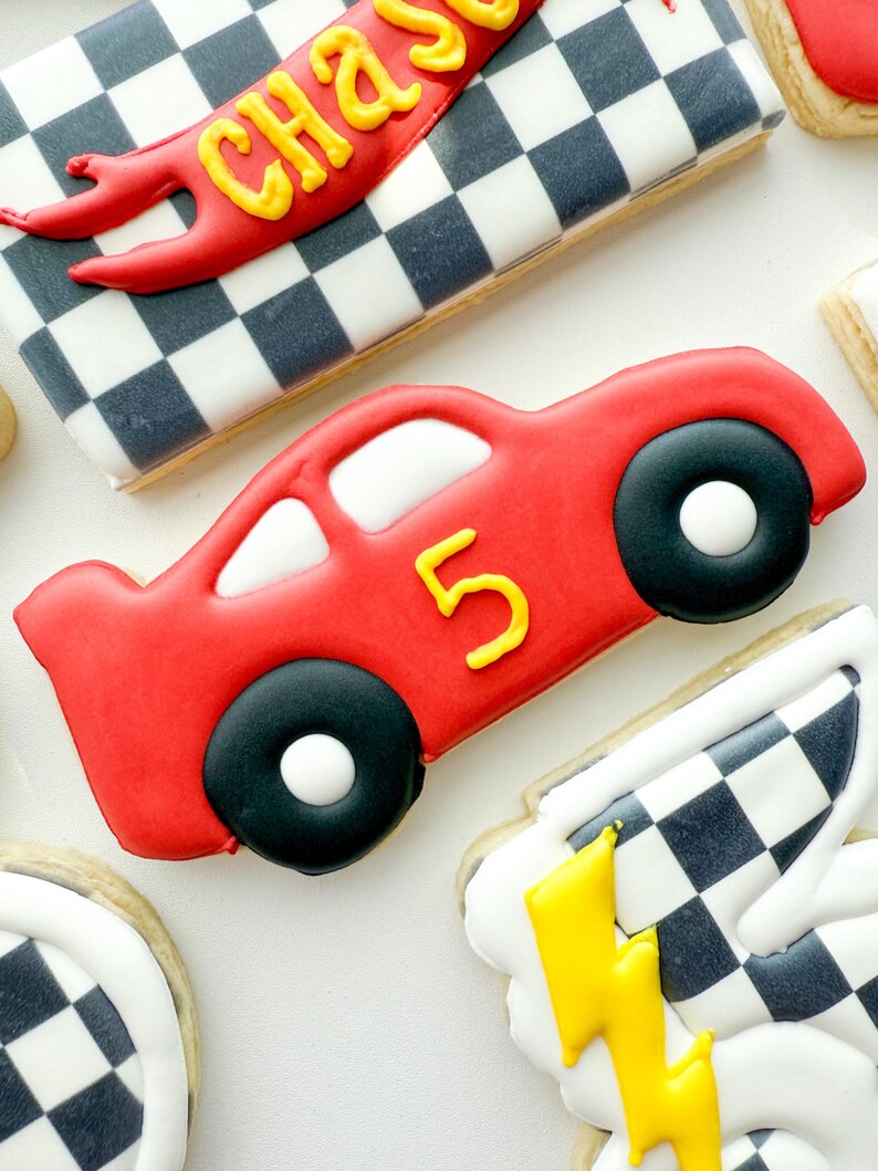 Race Car Birthday Cookies: Personalized Fast One Party Favors, 1 Dozen ...