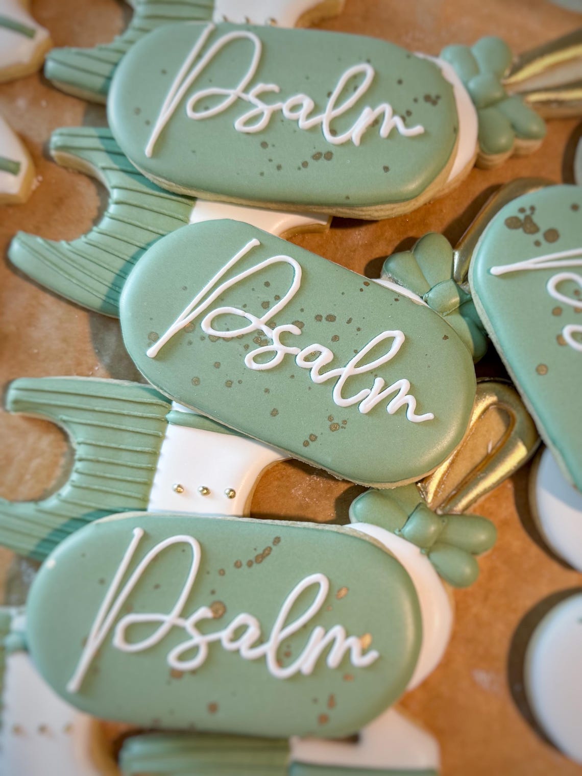 Greenery Gold Baby Shower Cookies, Sage Green Gender Neutral Baby ...