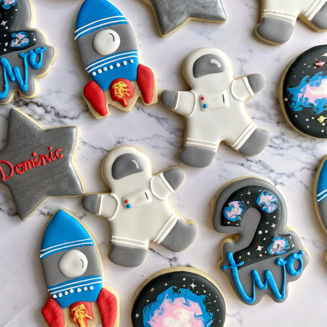 Outer Space Birthday Sugar Cookies, Rocket Cookies, Astronaut Cookies ...